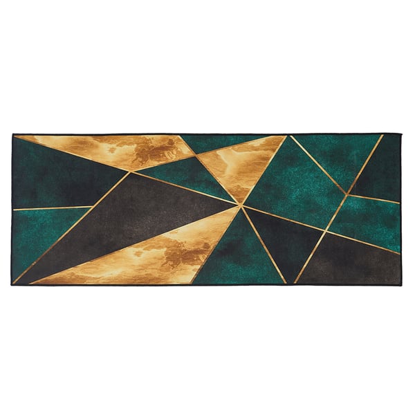 2' x 5' Green Black and Gold Modern Geometirc Rectangle Indoor Area Rug ...