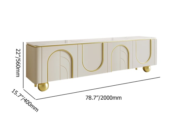 Free Shipping on Modern Beige TV Stand MDF Top 4 Doors with 2 Shelves ...