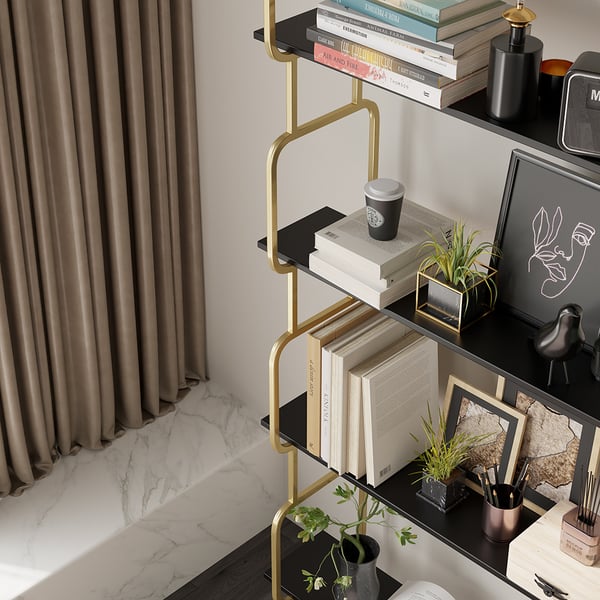1800mm Modern White Tall Freestanding Wooden Office 4 Shelves Etagere ...