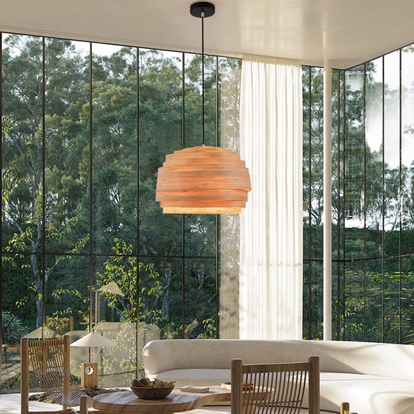 Mid-Century Modern Wood Pendant Chandelier Light for Living Room Home ...