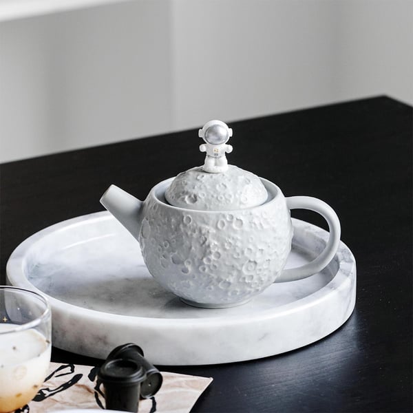 Novelty White Astronaut Ceramic Stackable Sculpture Teapot with Glass ...