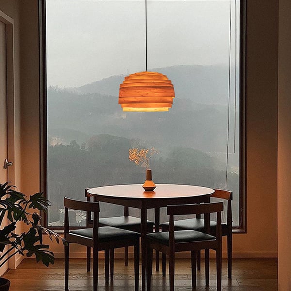 Mid-Century Modern Wood Pendant Chandelier Light for Living Room Home ...