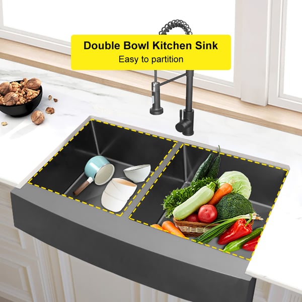 36" Stainless Steel Farmhouse Apron-Front Kitchen Sink with Double ...