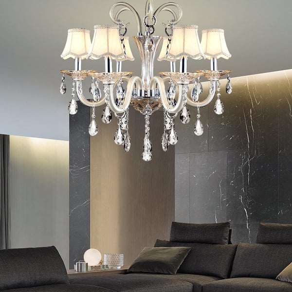 6-Light Crystal & Chrome Chandeliers Ceiling Lighting Rustic Style with ...