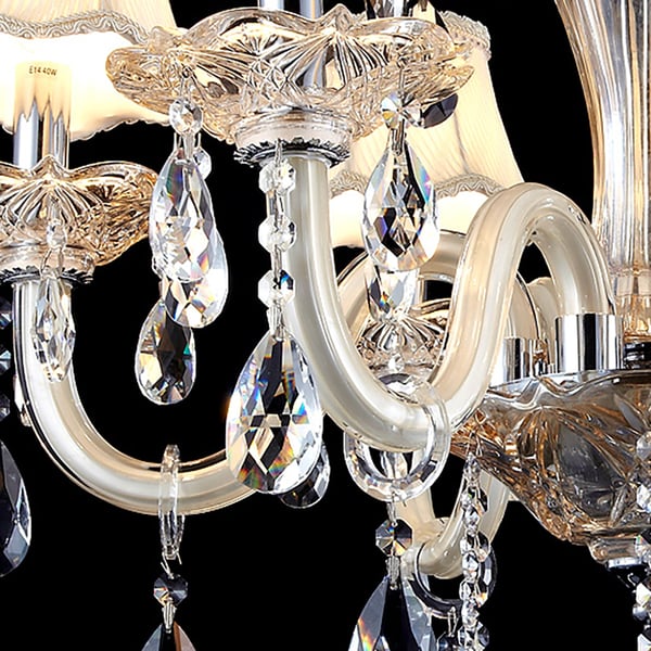 6-Light Crystal & Chrome Chandeliers Ceiling Lighting Rustic Style with ...