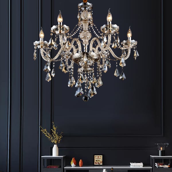 6-Light Crystal & Chrome Chandeliers Ceiling Lighting Luxury Style with ...