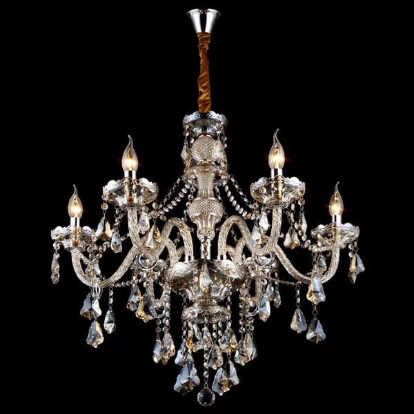 6-Light Crystal & Chrome Chandeliers Ceiling Lighting Luxury Style with ...