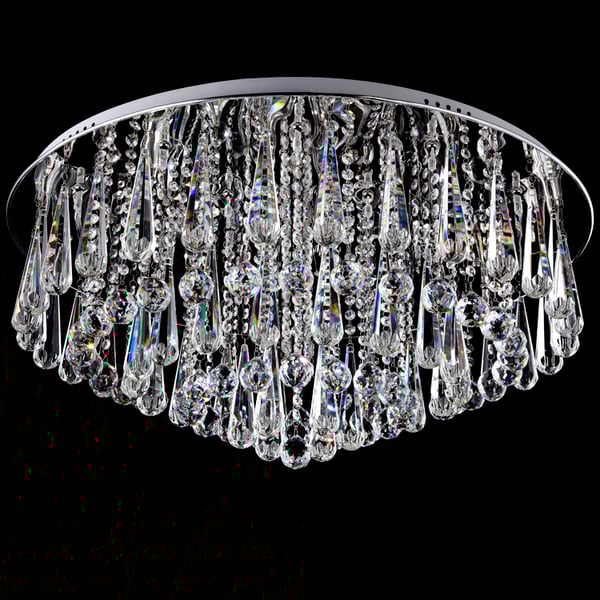 Glam Style Crystal Ceiling Light Chrome Plated in Clear Colour | Homary UK