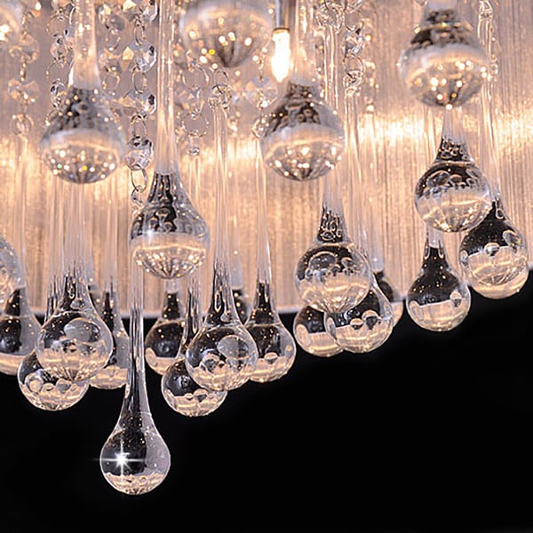 Modern 3-Light Flush Mount Ceiling Light Clear Waterdrop Crystal ...