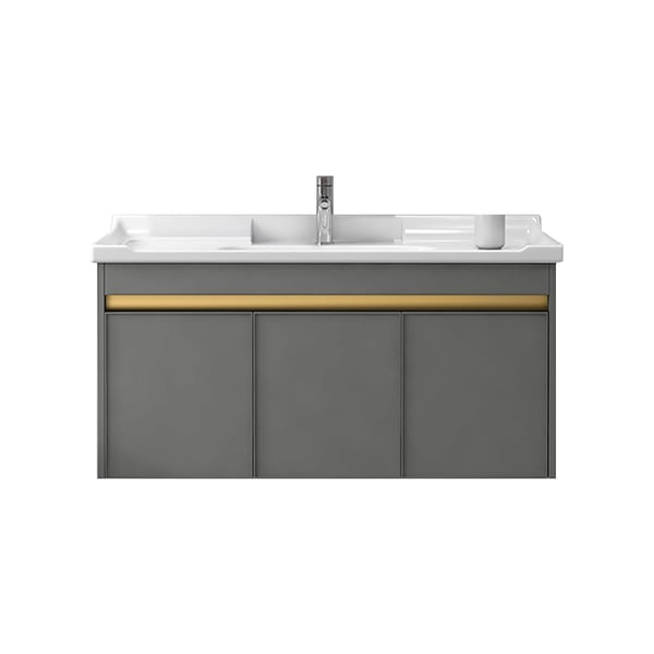 900mm Modern Floating Grey Bathroom Vanity with Basin | Homary UK