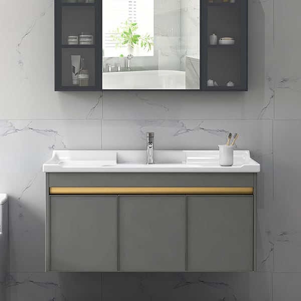 900mm Modern Floating Grey Bathroom Vanity with Basin-Homary