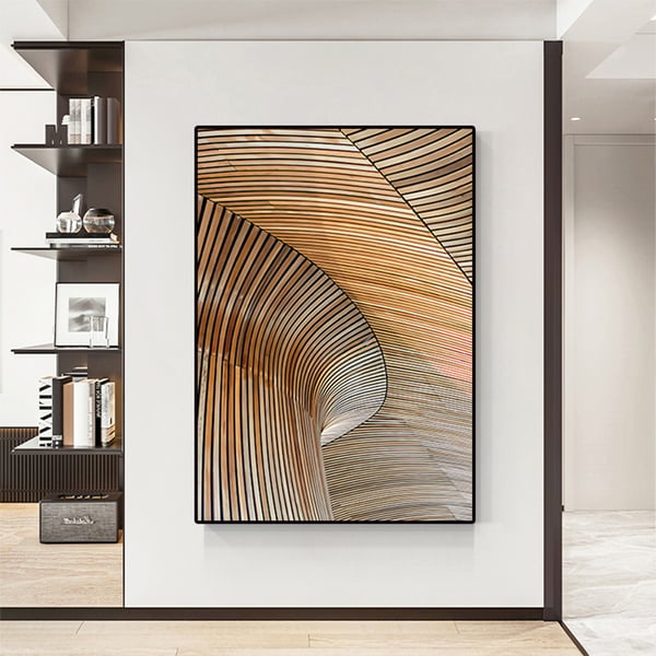 Modern Geometric Lines Wall Decor Abstract River Painting Art Canvas ...