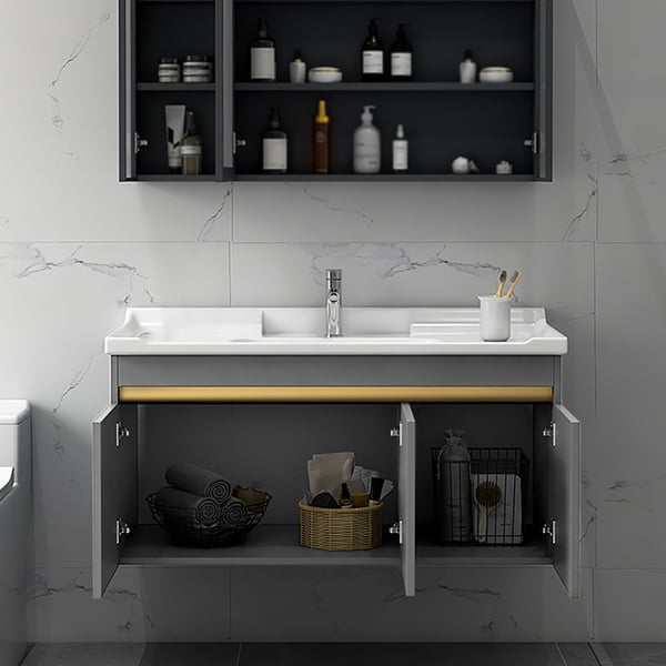 900mm Modern Floating Grey Bathroom Vanity with Basin | Homary UK