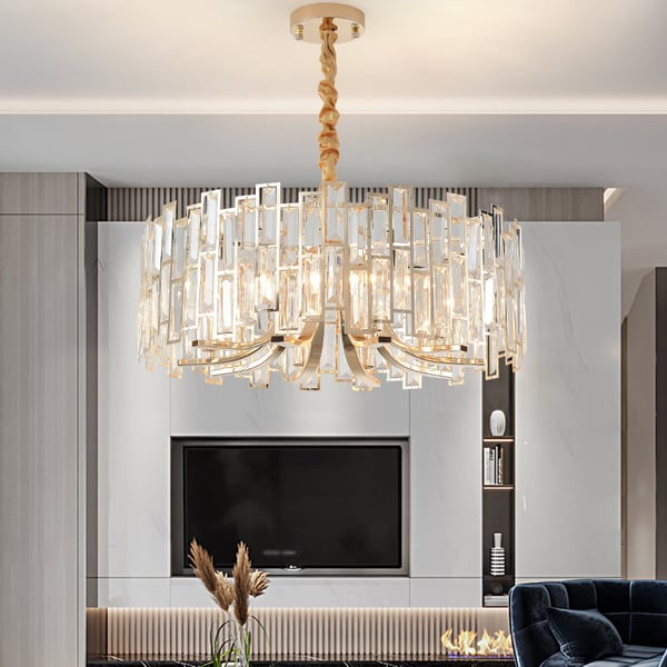 Clytia 10-Light Modern Crystal Chandelier with Adjustable Chain in Gold ...