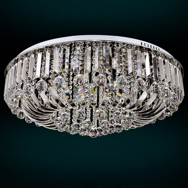 800mm Modern Crystal LED 25-Light Round Flush Mount Ceiling Light in ...