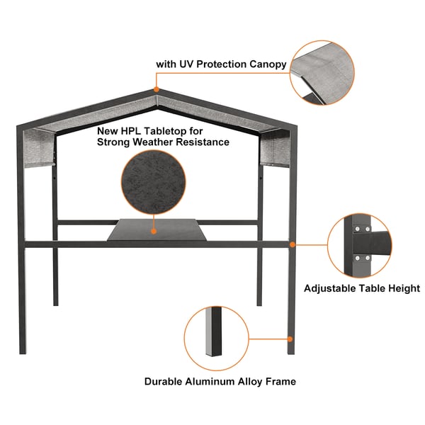 Free Shipping on Outdoor Patio Adjustable Height Aluminum Dining Table ...