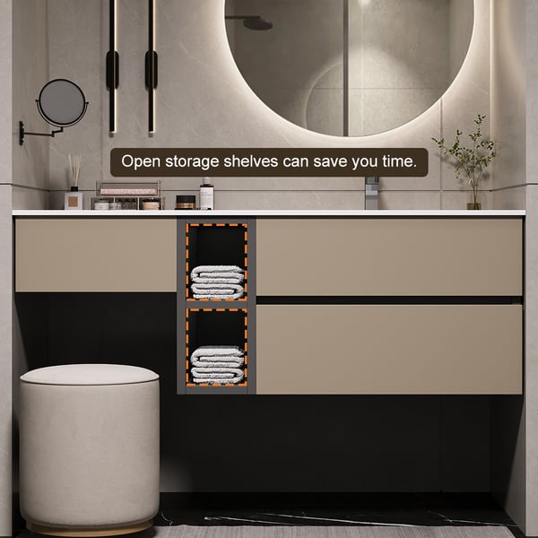 1000mm Modern Floating Bathroom Vanity Set with Single Basin & a Makeup ...