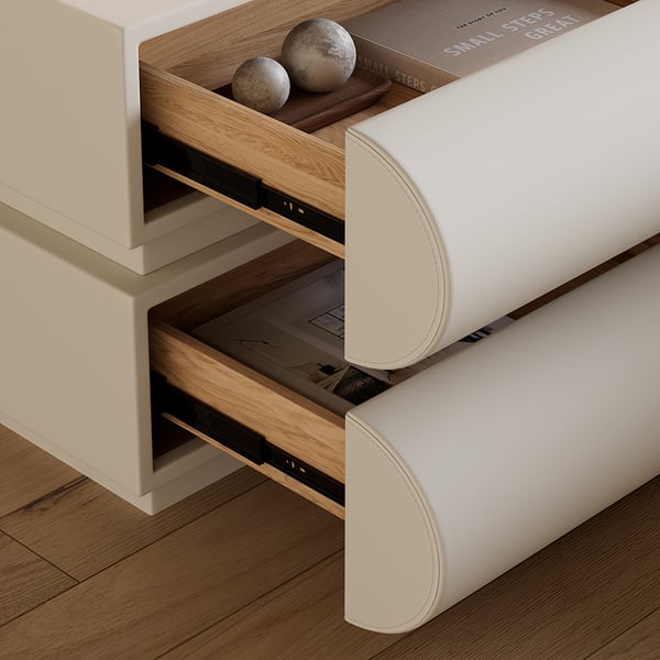 Modern White Leather Smart Bedside Table with Wireless Charger 2 ...