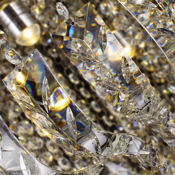 600mm Modern Crystal LED 12-Light Round Flush Mount Raindrop Chandelier ...