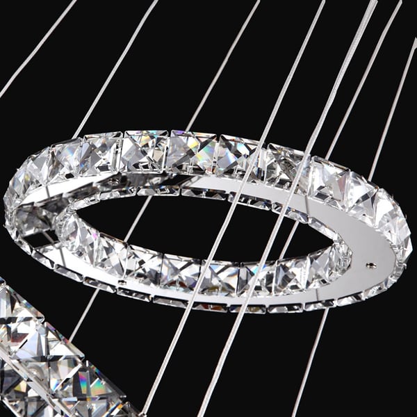Modern 3-Circle Ring Clear Crystal Pendant Light in Chrome Finsh with ...