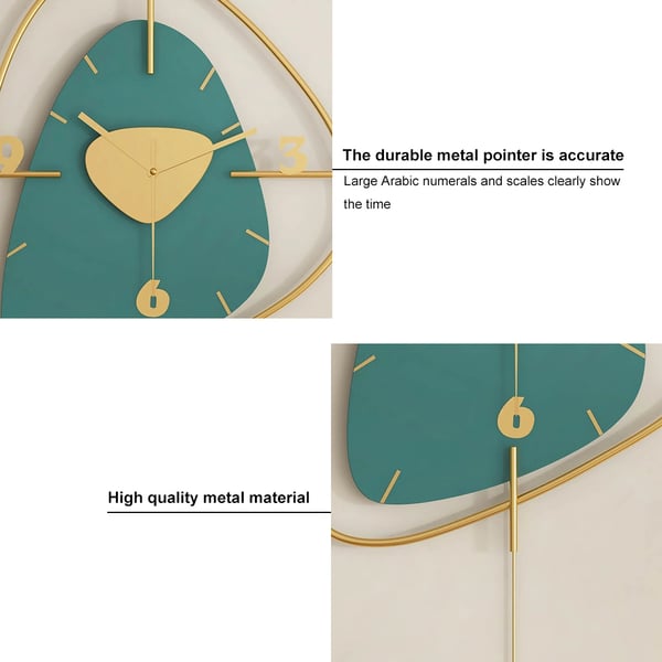Free Shipping on Dark Green & Gold Creative Scandinavian Wall Clock ...