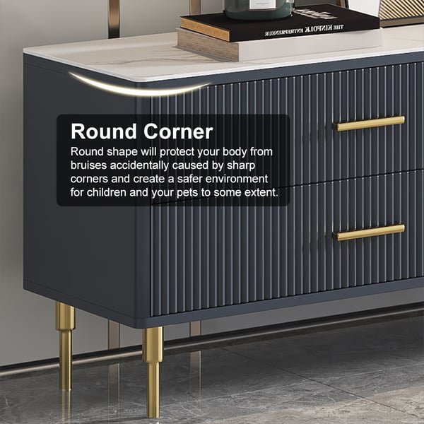 Modern 2000mm TV Stand with Drawers & Shelves Deep Blue Media Console ...