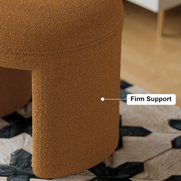 Modern Orange Boucle Vanity Stool Backless Makeup Accent Chair-Homary