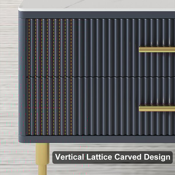 Modern 2000mm TV Stand with Drawers & Shelves Deep Blue Media Console ...