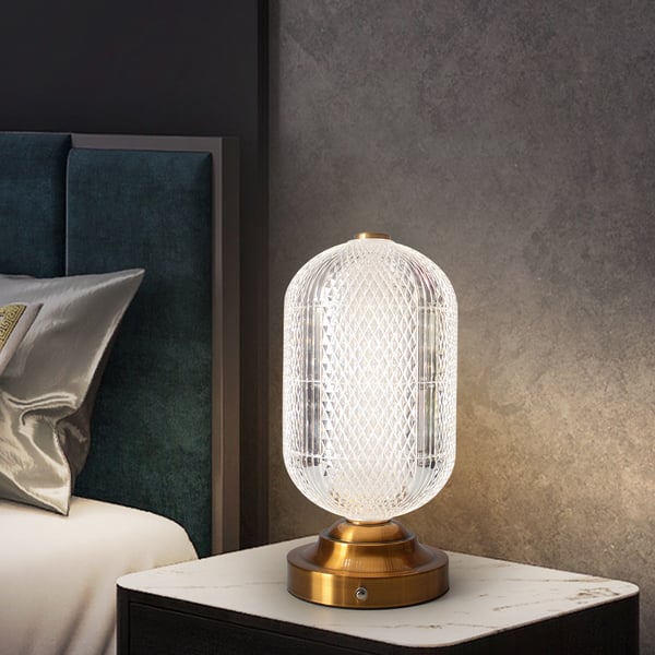 Cordless Bedside Table Lamp LED Modern Desk Lamps in Gold for Bedroom ...