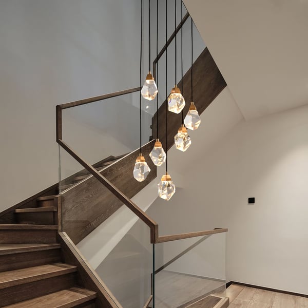 7-Light LED Crystal Entryway Foyer Chandelier Tiered Long Pendant Light ...