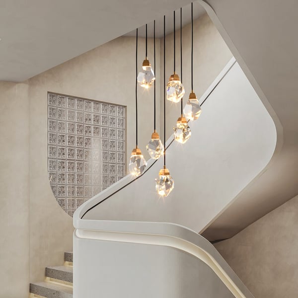 7-Light LED Crystal Entryway Foyer Chandelier Tiered Long Pendant Light ...