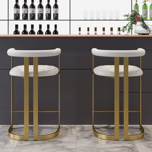 Modern Counter Height with Back White Upholstery Counter Stool in Gold ...