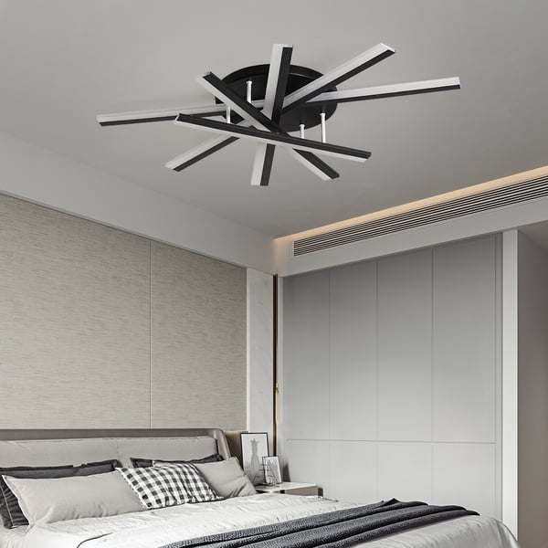 5-Light Black LED Modern Semi Flush Mount LED Acrylic Ceiling Lights ...