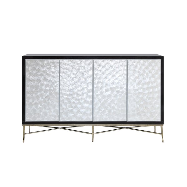59" Modern Sideboard Buffet White Natural Shell Surface with Doors ...