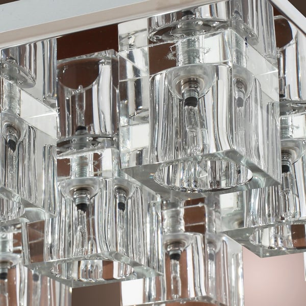 300mm Modern Crystal 9-Light Square Flush Mount Ceiling Light in Chrome ...
