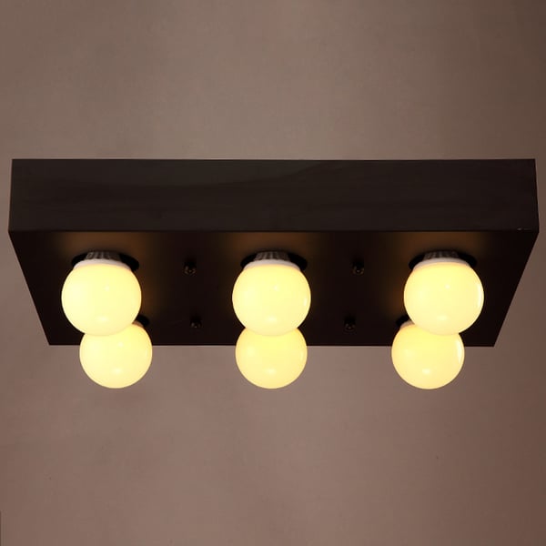 Rustic 6-Light Metal Hardwired Ceiling Light in Black | Homary UK