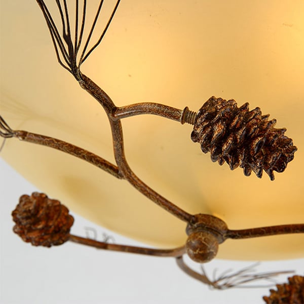 1-Light Resin Metal Glass Ceiling Light in Amber | Homary UK