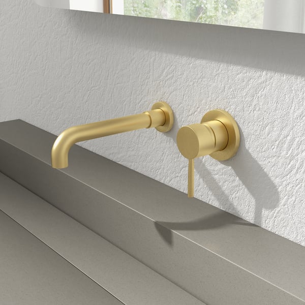 Modern Stev Brushed Brass Single Lever Handle Wall Mounted Bathroom ...