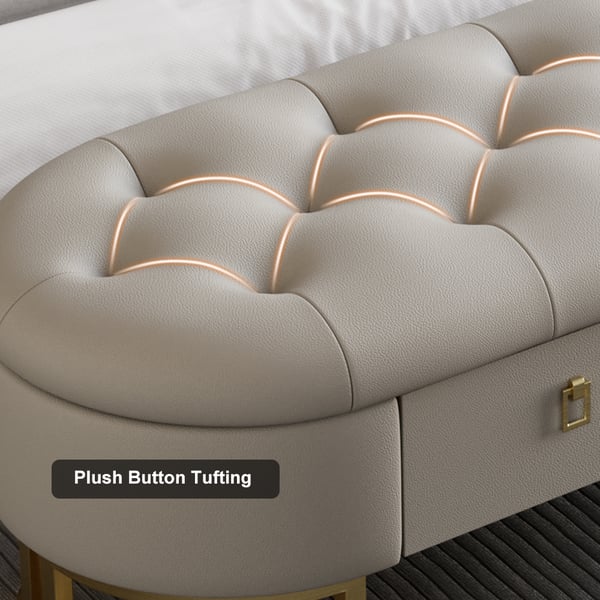 Free Shipping on Modern Gray Bedroom Storage Tufted Bench with 2 ...