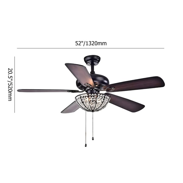 5-Blade Ceiling Fan and Light Kit Included Wood Blades & Crystal Shade ...