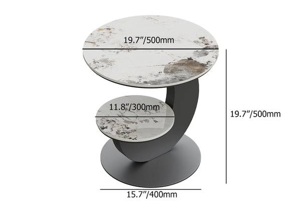 Free Shipping on Sintered Stone Side Table 2 Tier Round End Table ...