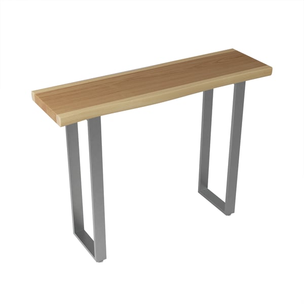 39" Modern Natural & Silver Live Edge Console Table Wooden Top ...