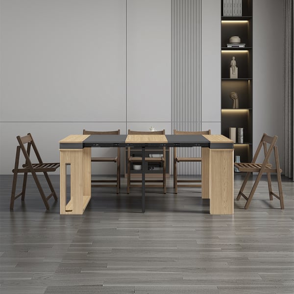 Modern Extendable Dining Table Rectangle Sideboard with Storage in ...