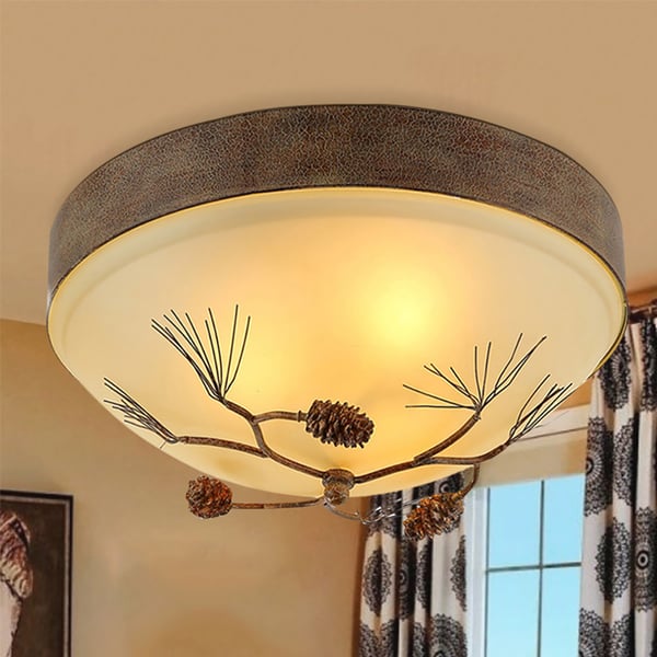 1-Light Resin Metal Glass Ceiling Light in Amber | Homary UK