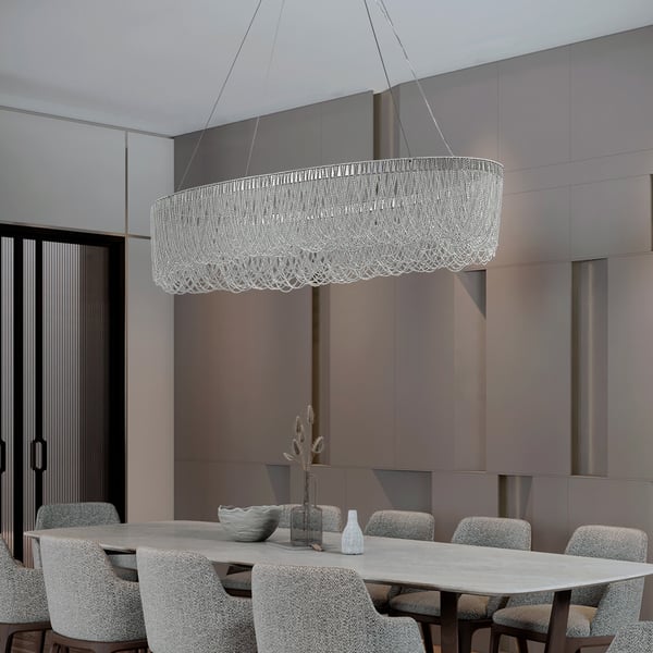 Chrome Tassel Modern Island Lights with Silver Aluminum Chain LED ...