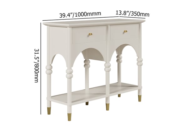 1000mm Modern Farmhouse Console Table Wooden White Entryway Table with ...