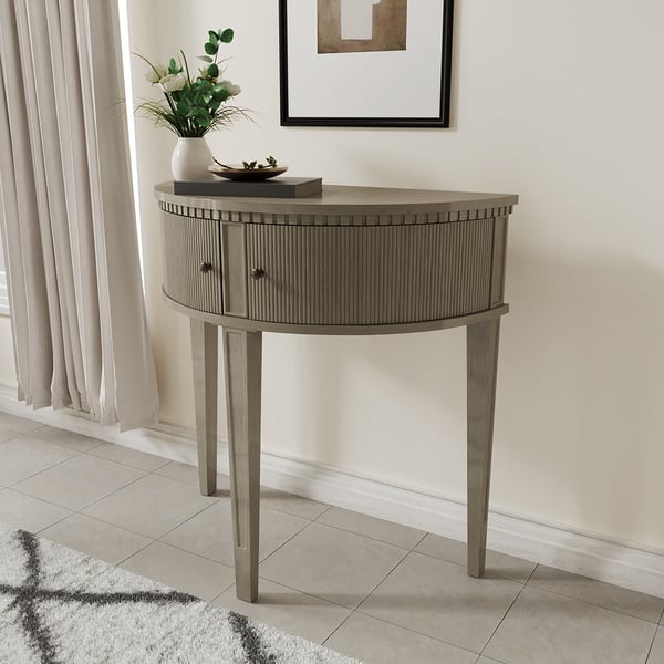 Rustic Demilune Console Table Distressed Grey Half Moon Shape Entryway ...