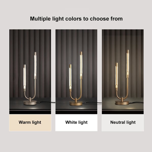 Gold Candle-Stick Table Lamp Built-in LED Modern Portable Desk Lamp ...