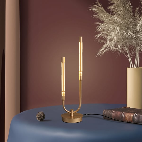Gold Candle-Stick Table Lamp Built-in LED Modern Portable Desk Lamp ...