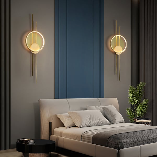 Gold LED Wall Sconce Modern Bedside Wall Light Background Wall Lamp ...